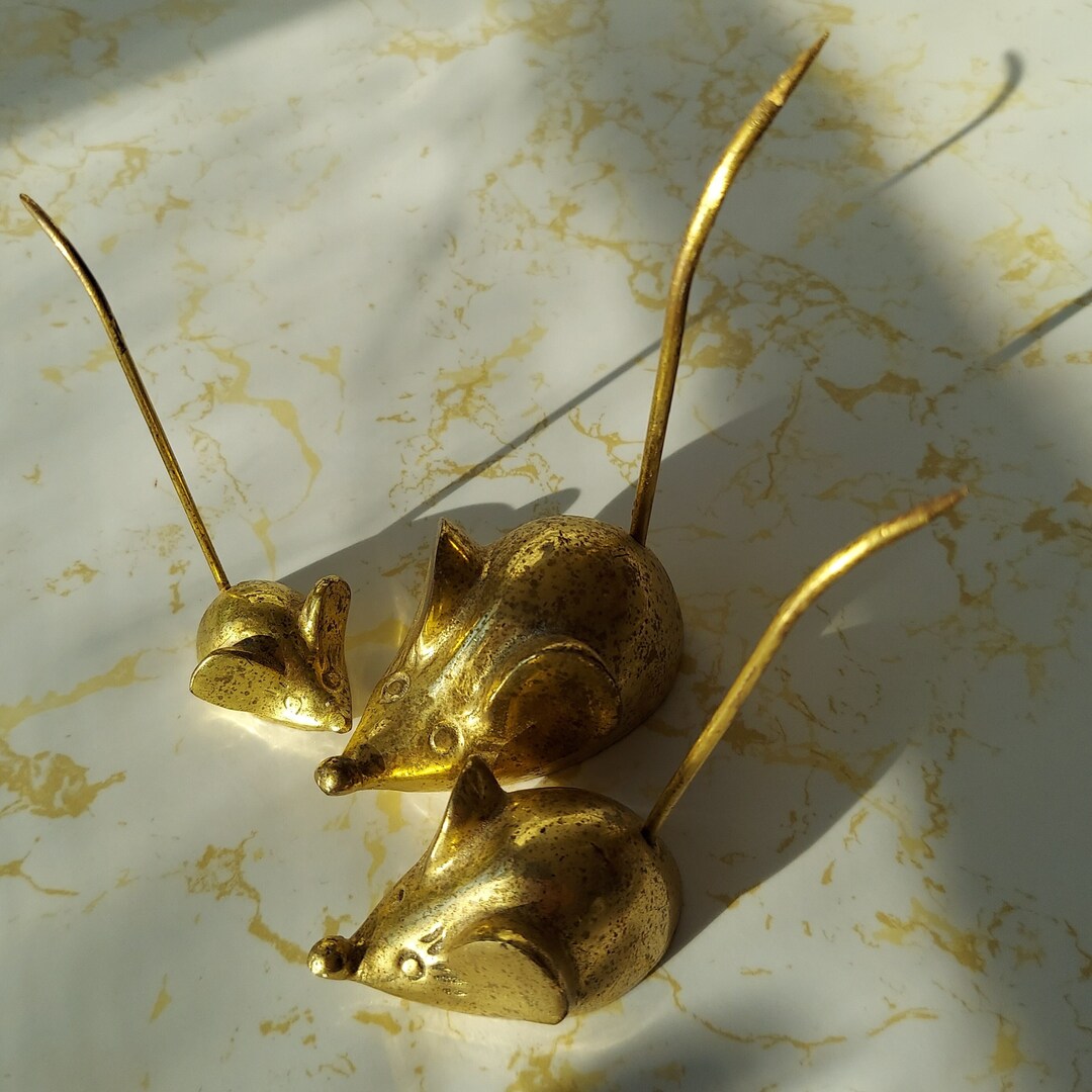 Vintage Brass Mice Figurines Note Holders Set of 3 Mouse Family - Etsy