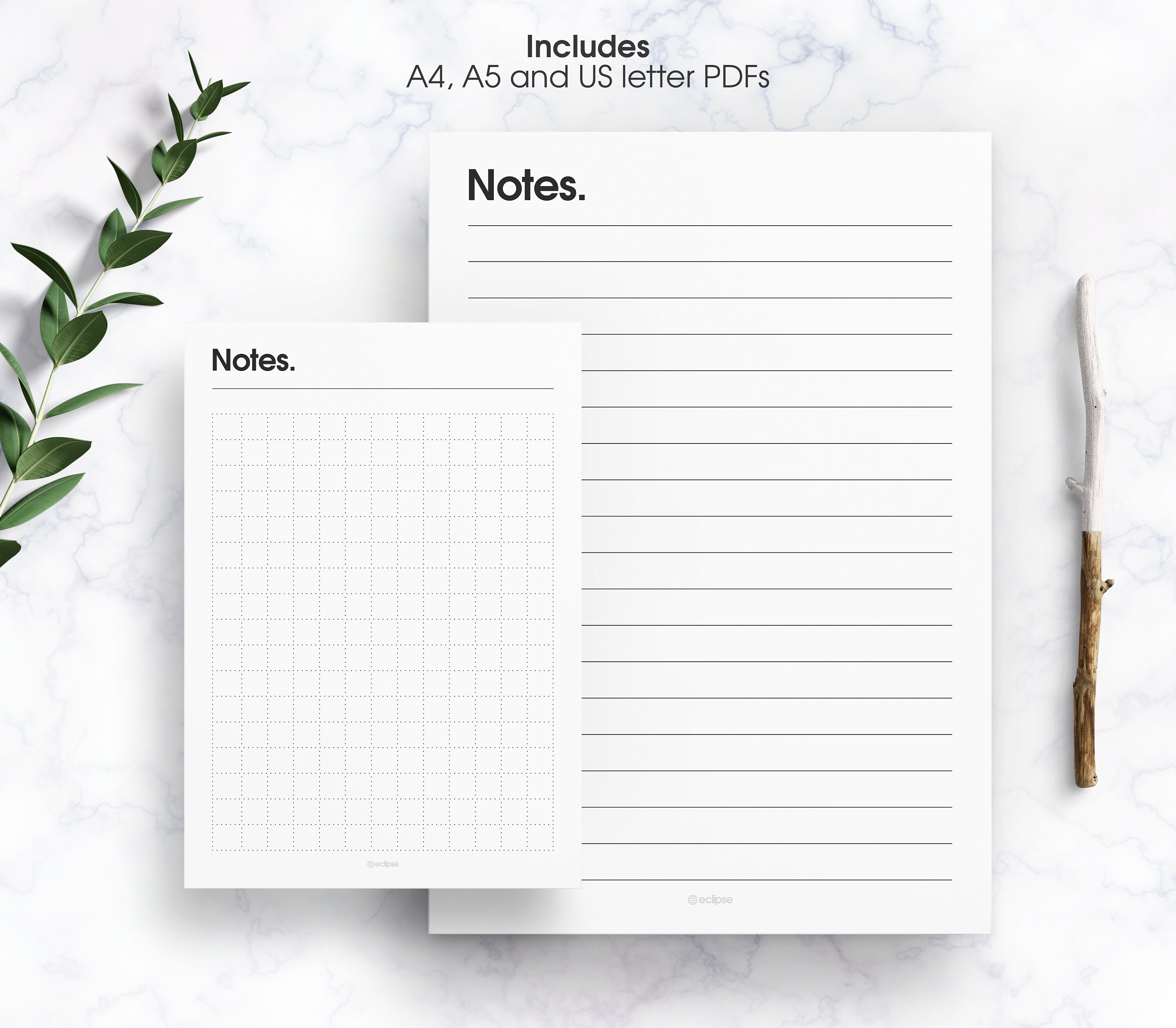 Notes Printable Pack | 16 Pages in A4, A5 + US Letter Sizes – Organiser ...