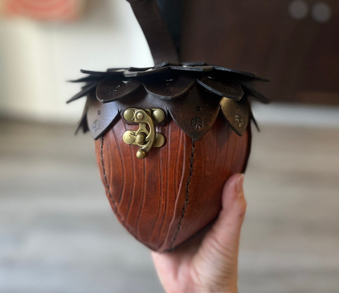 Small Acorn Leather Bag - Etsy