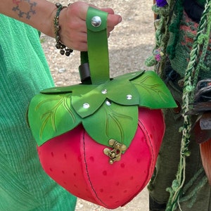 Strawberry Leather Bag - Etsy