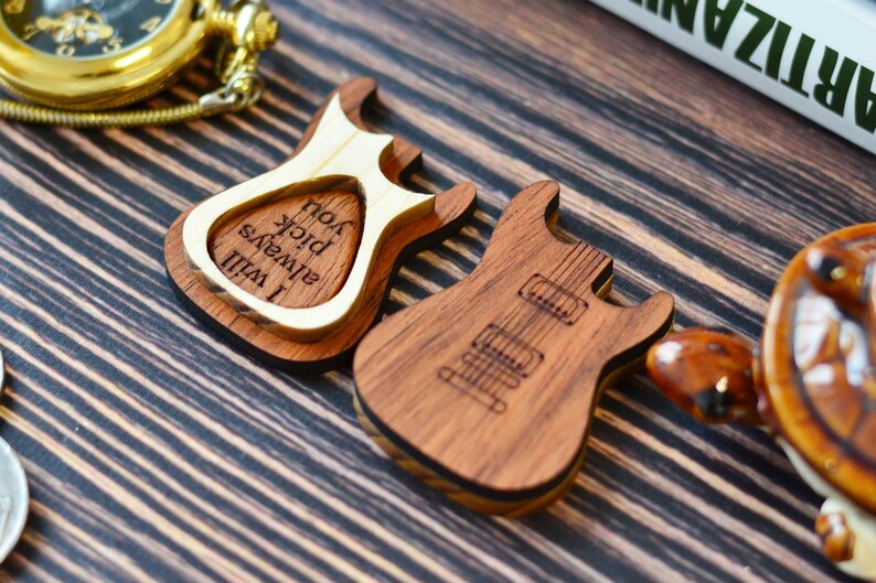 Personalized Guitar Pick Wooden Pick Box Custom Pick With - Etsy