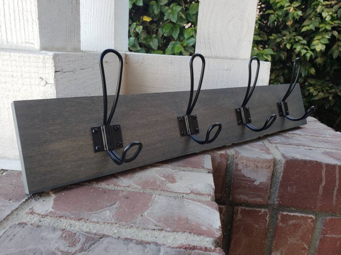 Thin Wood Hook Rack Thin Farmhouse Hook Rack Wall Mounted | Etsy