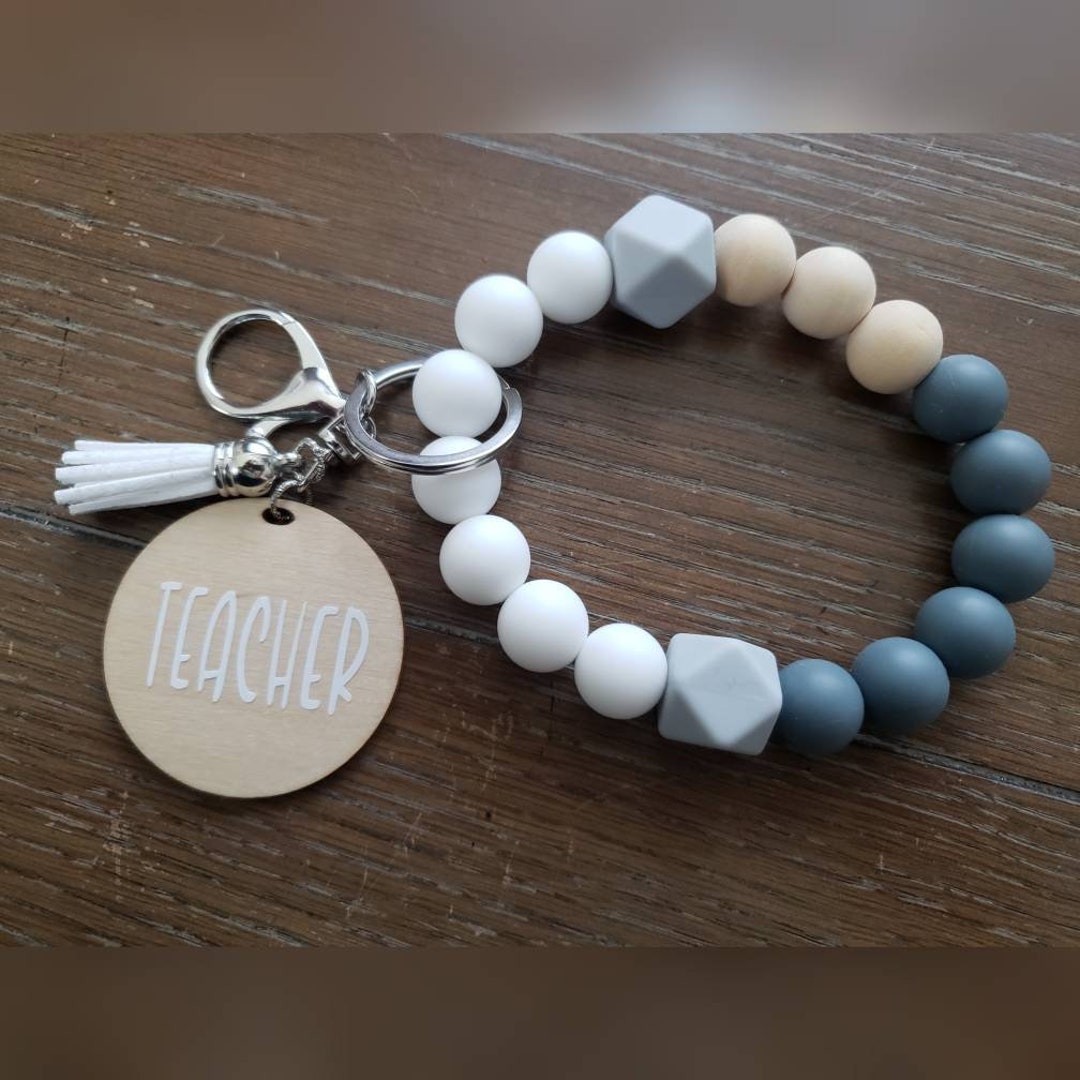 Non Stretchy Silicone Bead Wristlet/personalized Wristlet/beaded ...