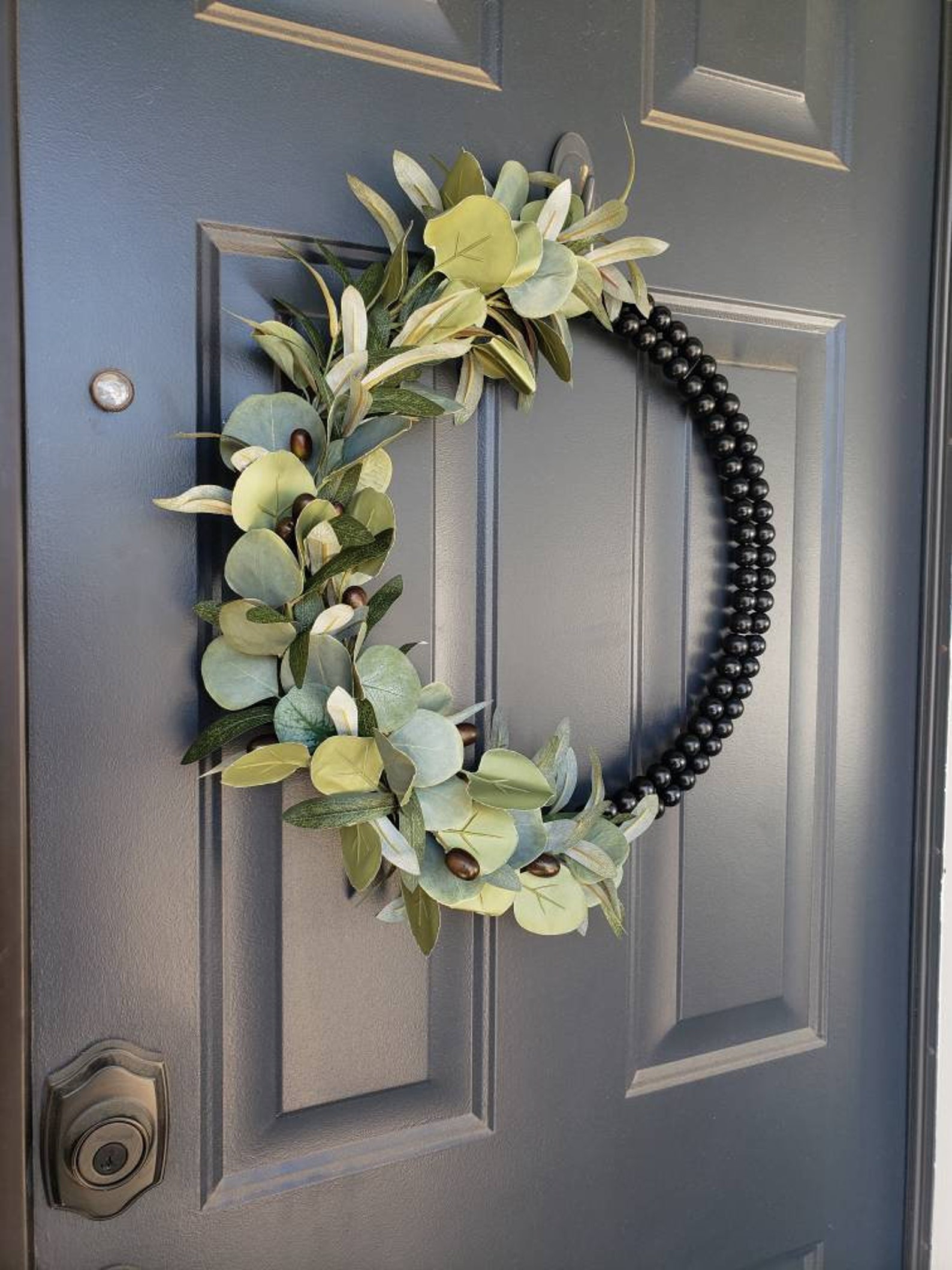 Double Wood Bead Front Door Wreath/ Wood Bead Modern - Etsy