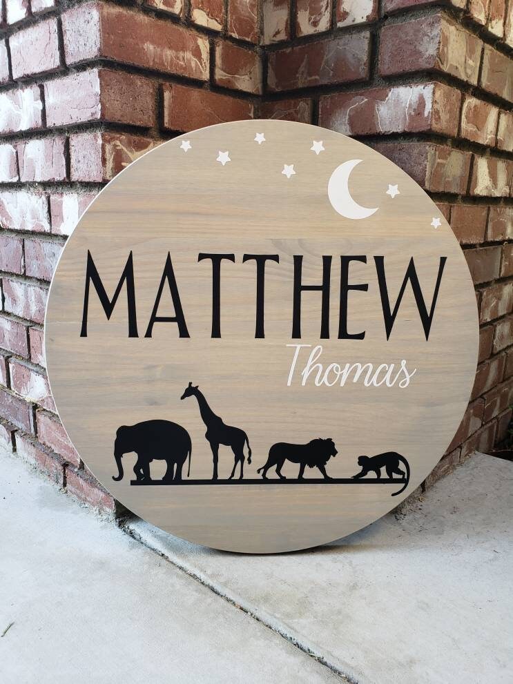 Wood Custom Name Sign/jungle Theme Nursery Wood Sign/safari | Etsy