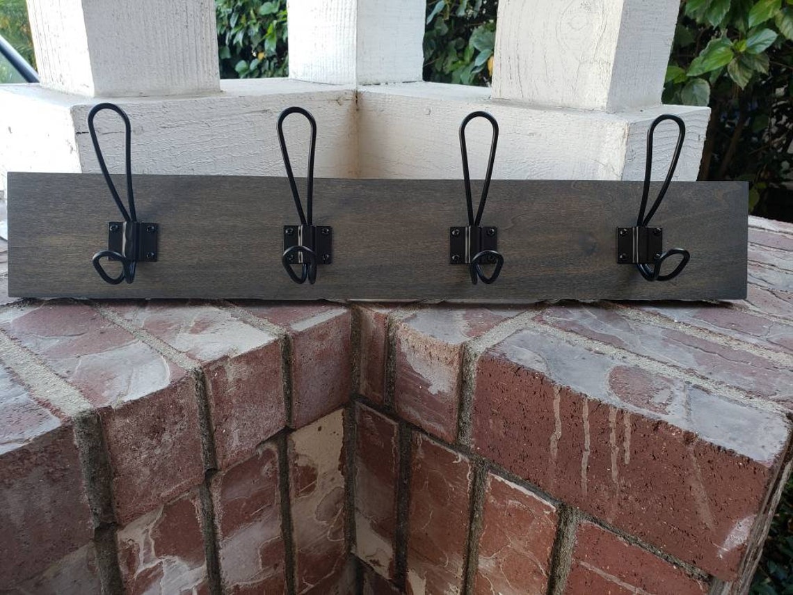 Thin Wood Hook Rack Thin Farmhouse Hook Rack Wall Mounted | Etsy