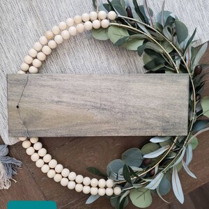 Double Wood Welcome Front Door Wreath/ Wood Bead Modern Wreath/beaded ...
