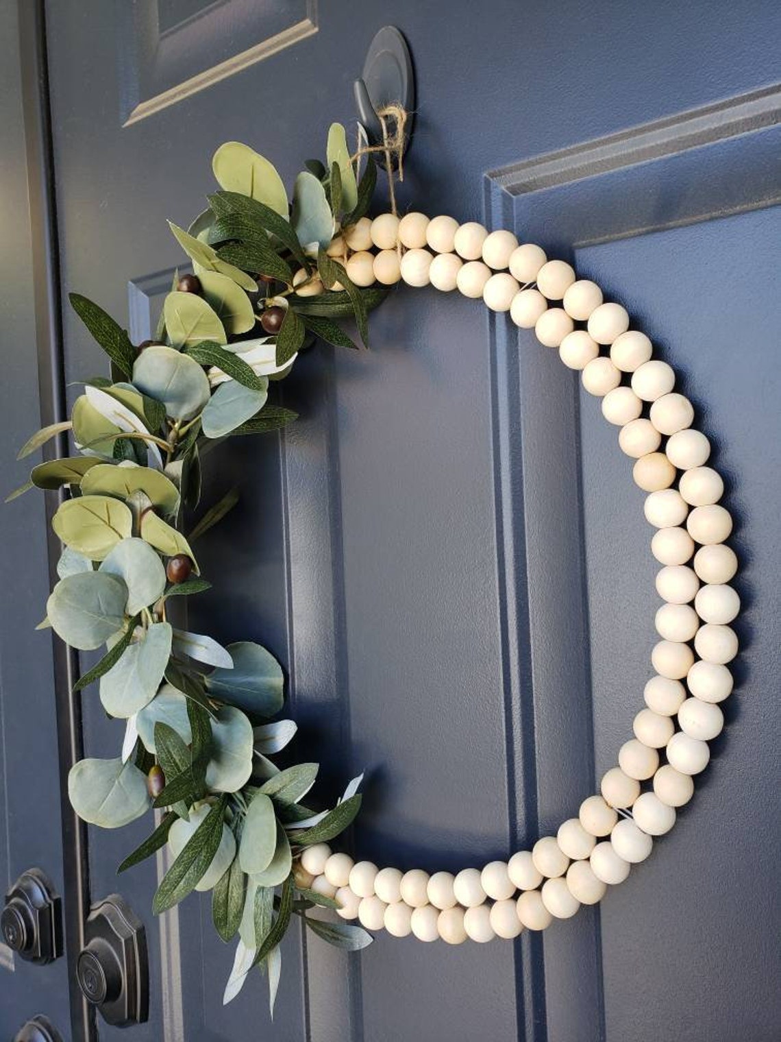 Double Wood Bead Front Door Wreath/ Wood Bead Modern - Etsy