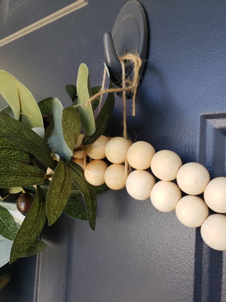 Double Wood Bead Front Door Wreath/ Wood Bead Modern - Etsy