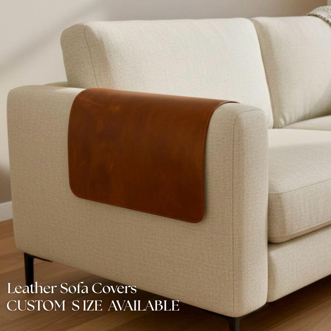 Leather Sofa Armrest and Headrest Cover: Couch Protection Overlay ...