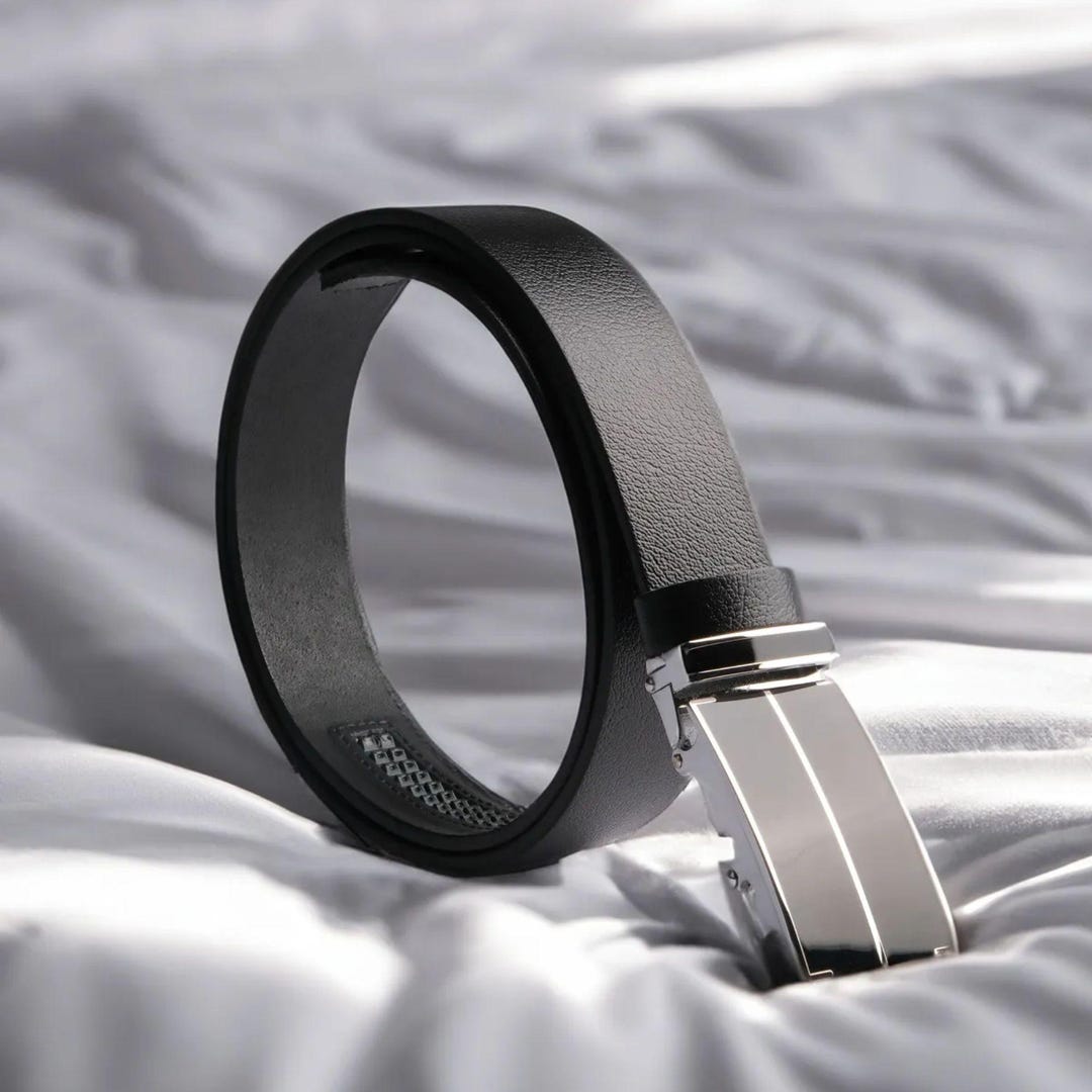 Personalized Leather Slide Belt: Engraved No Hole Black Waistband - Etsy