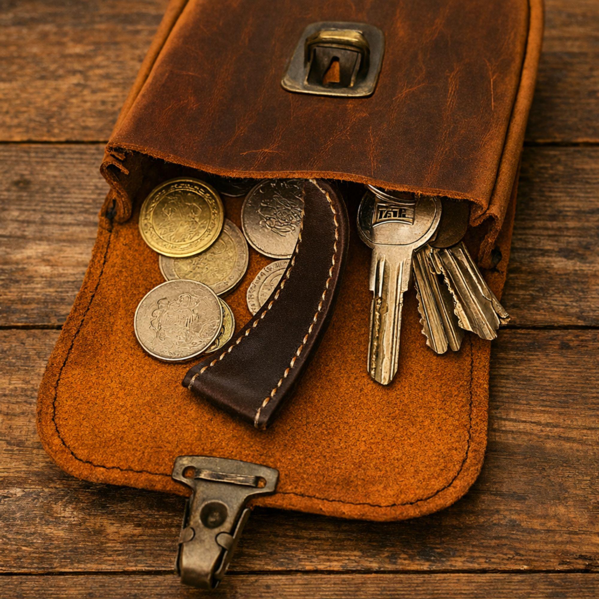 Leather Belt Pouch Small Personalized Custom Engraving EDC Waist Pouch ...