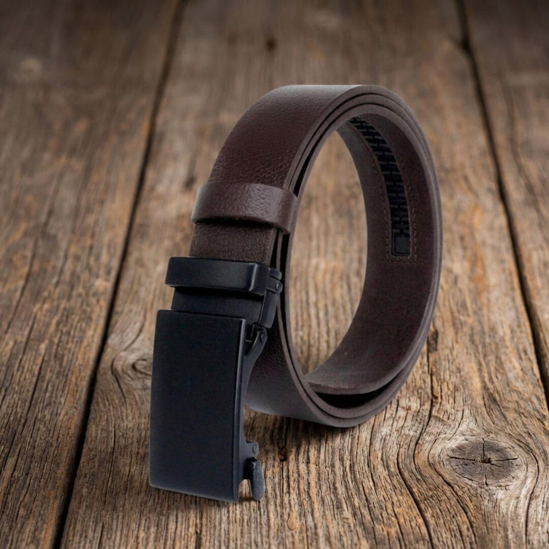 Personalized Dark Brown Leather Slide Belt: Engraved Hidden Message - Etsy