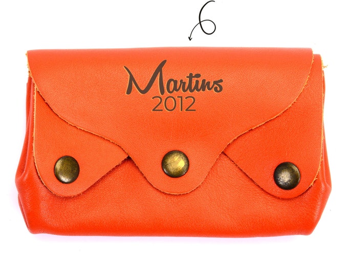 Leather Coin Pouch in Orange Color,personalized Handmade Coin Pouch ...