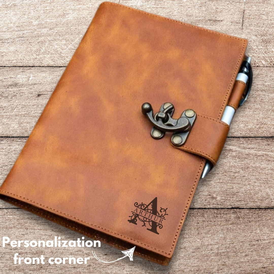 Personalized Leather Journal With Clasp Closure in Lighttan ...