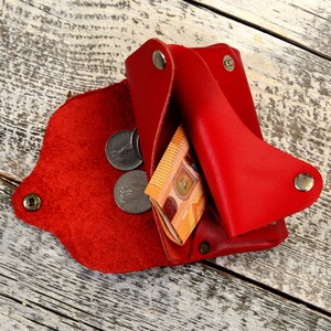 Leather Coin Purse in Red Color /personalized Handmade Coin - Etsy