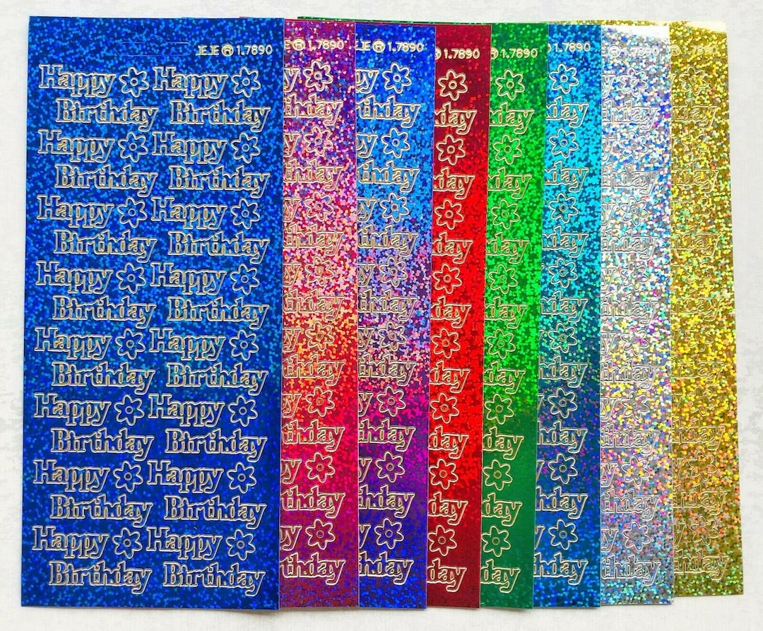 Happy Birthday Peel off Sticker Sheet for Card Making Craft Diamond ...