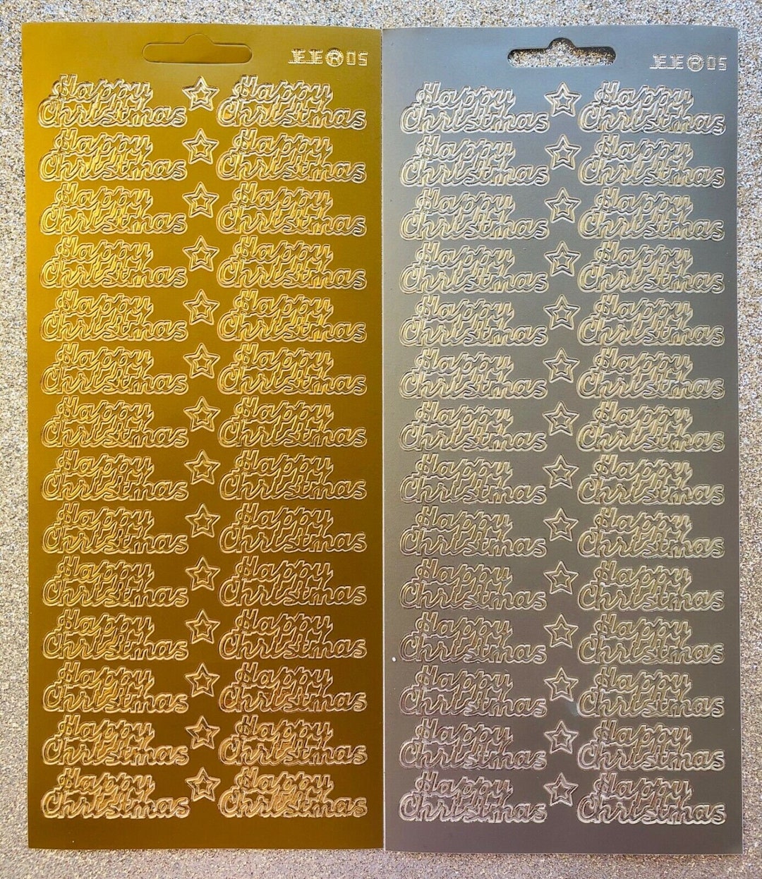 Happy Christmas Peel off Sticker Sheet 28 Greetings & Stars Card Making ...