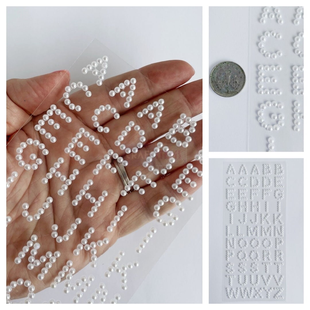 White Pearl Alphabet Letters / Number Sticker Sheet for Card Making ...