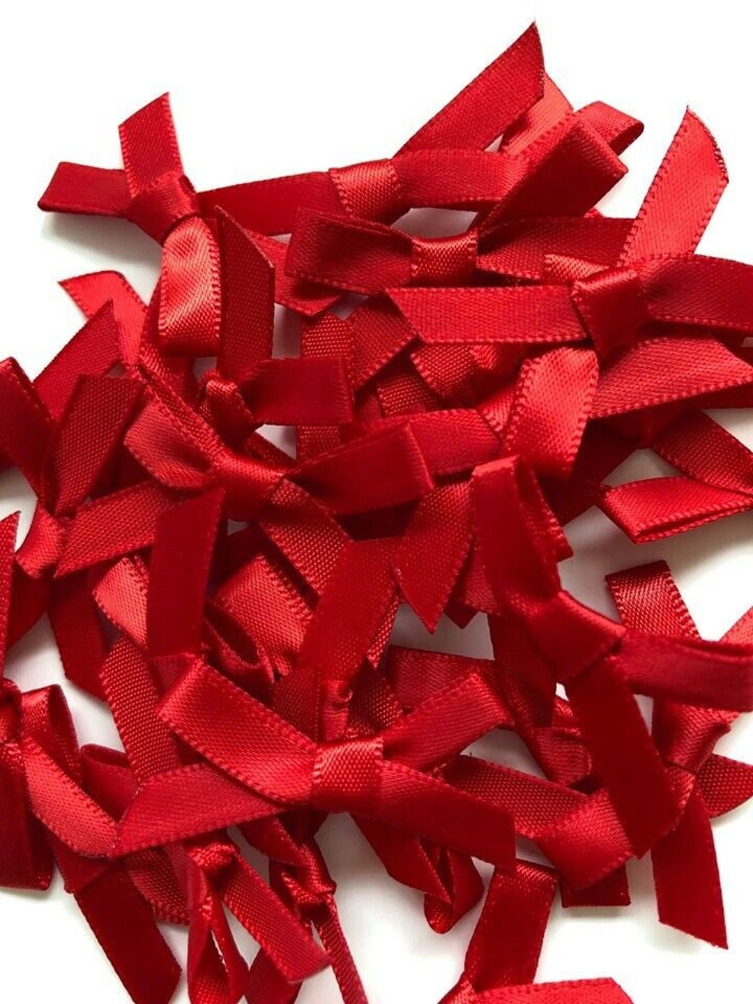 Small Red Christmas Satin Ribbon Bow Pre-tied Craft Sewing Scrapbooking ...