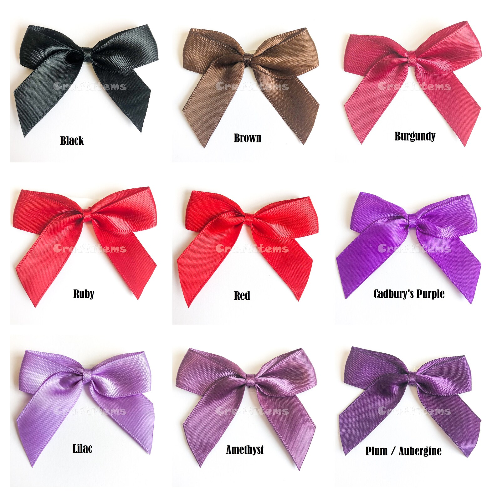 Satin Ribbon Bows 5cm Wide Stick on Self Adhesive Pre-tied - Etsy UK