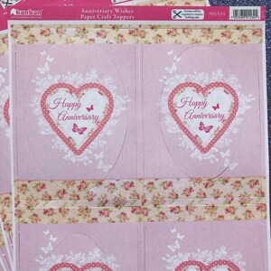 Wedding / Anniversary Card Making Craft Topper Kit A4 Sheets Choice ...