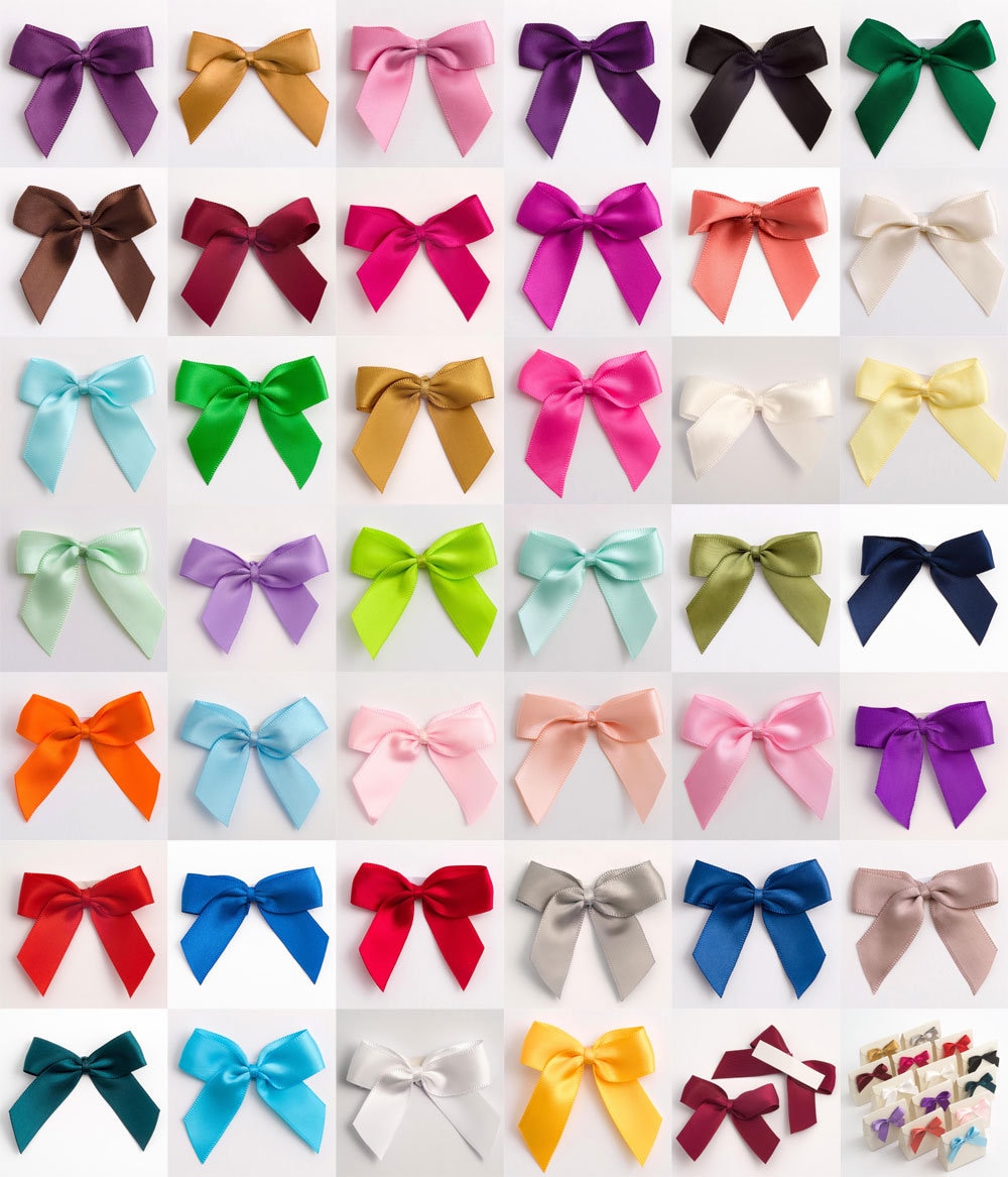 Satin Ribbon Bows 5cm Wide Stick On Self Adhesive Pre-Tied | Etsy