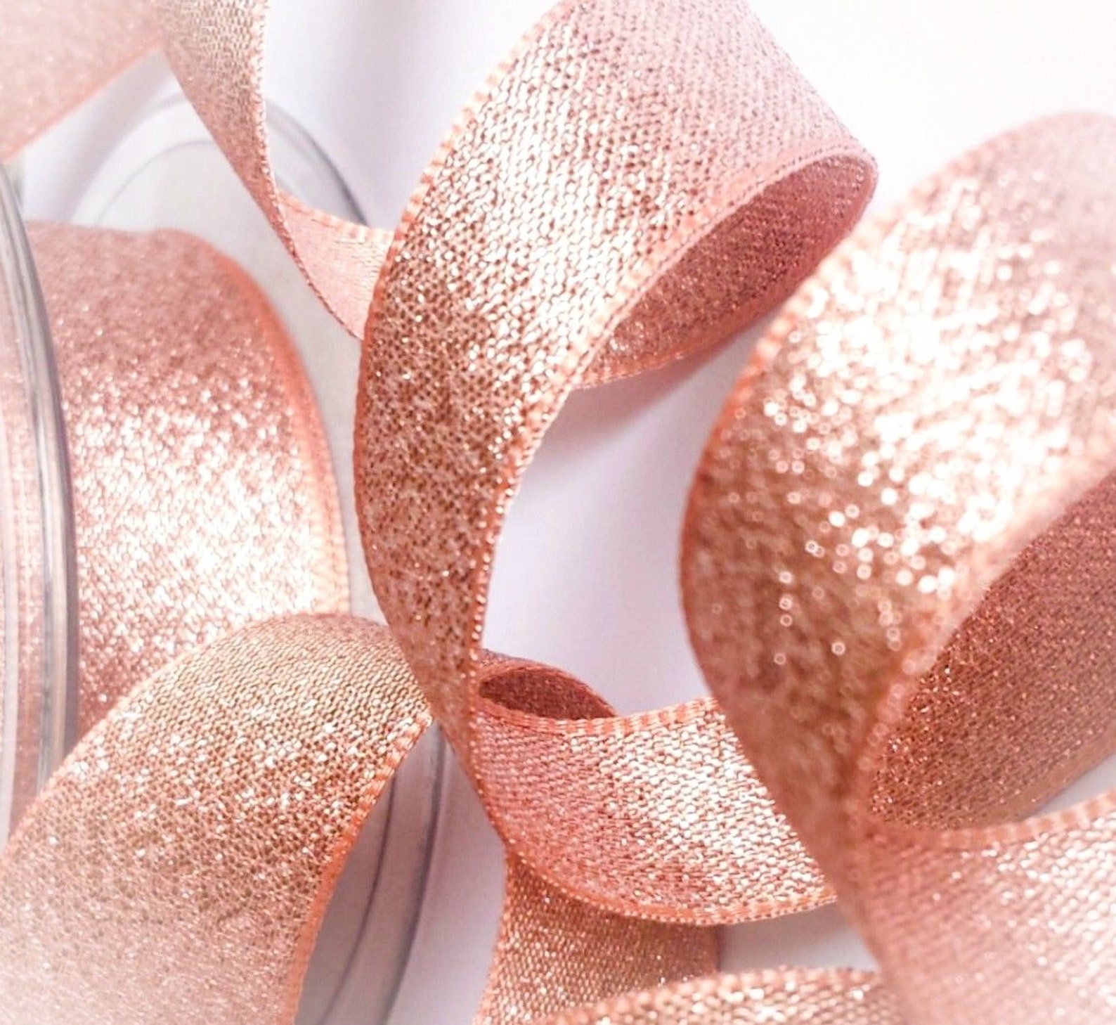 Rose Gold Lame Ribbon From Berisfords Metallic Glitter Sparkle - Etsy UK