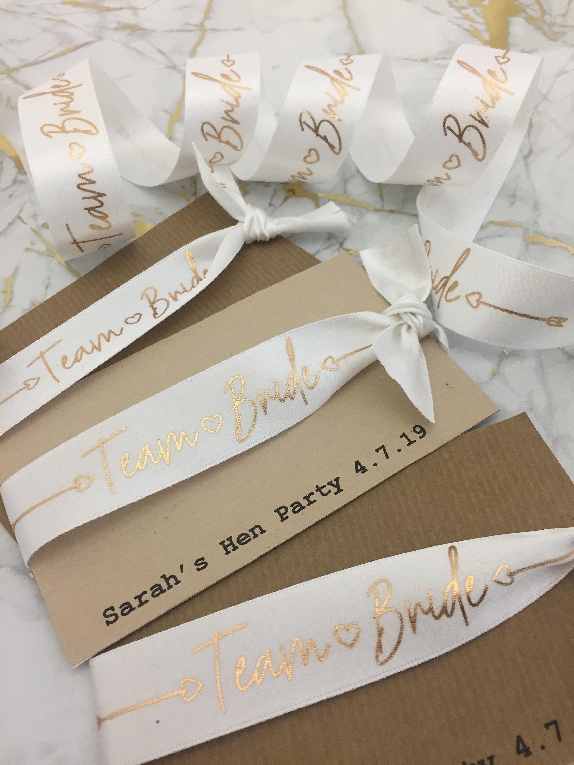 Hen Party Ribbon Wrist Band / Hair Tie Made From White & Rose - Etsy UK