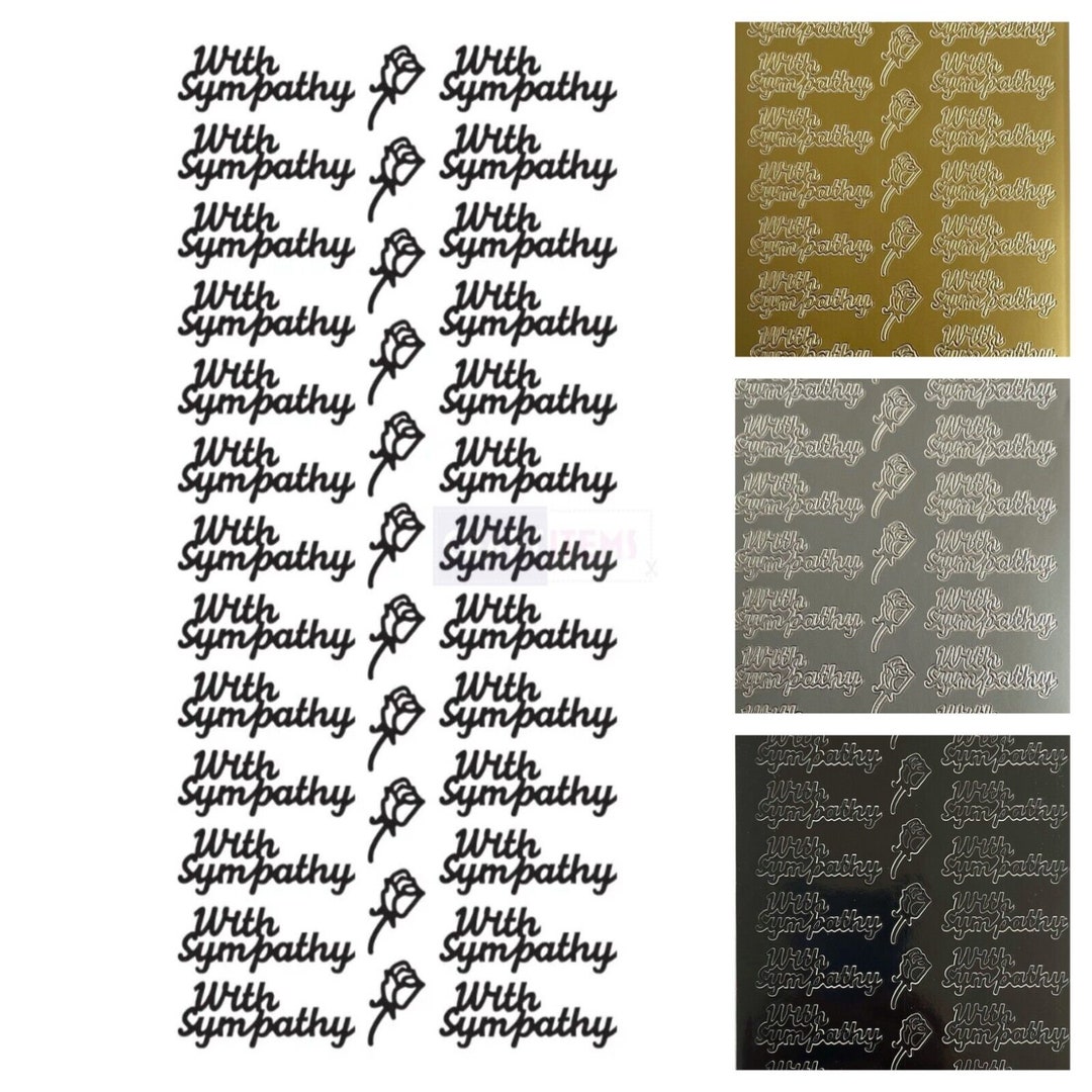 With Sympathy Peel off Sticker Sheet for Card Making Craft Choice ...