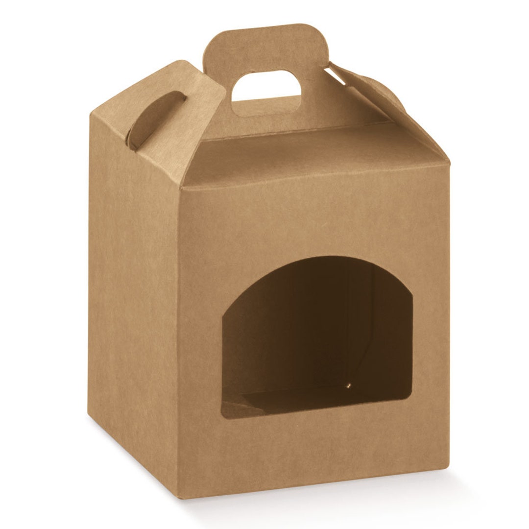 Single Cupcake Box, Kraft Brown Cake Box With Handle, Small Empty Gift ...