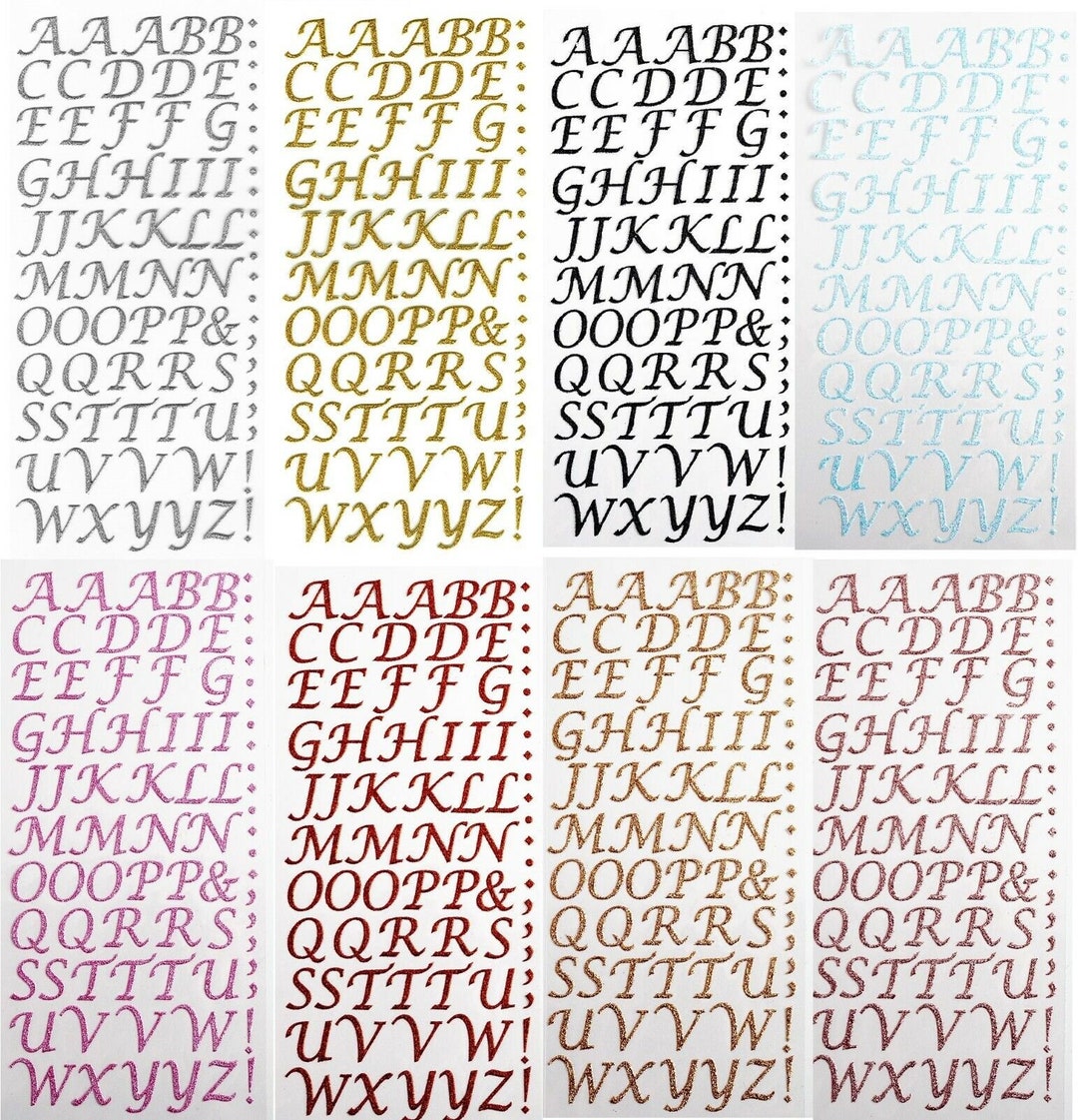 Self Adhesive Stick on Glitter Alphabet Letter Stickers Card - Etsy