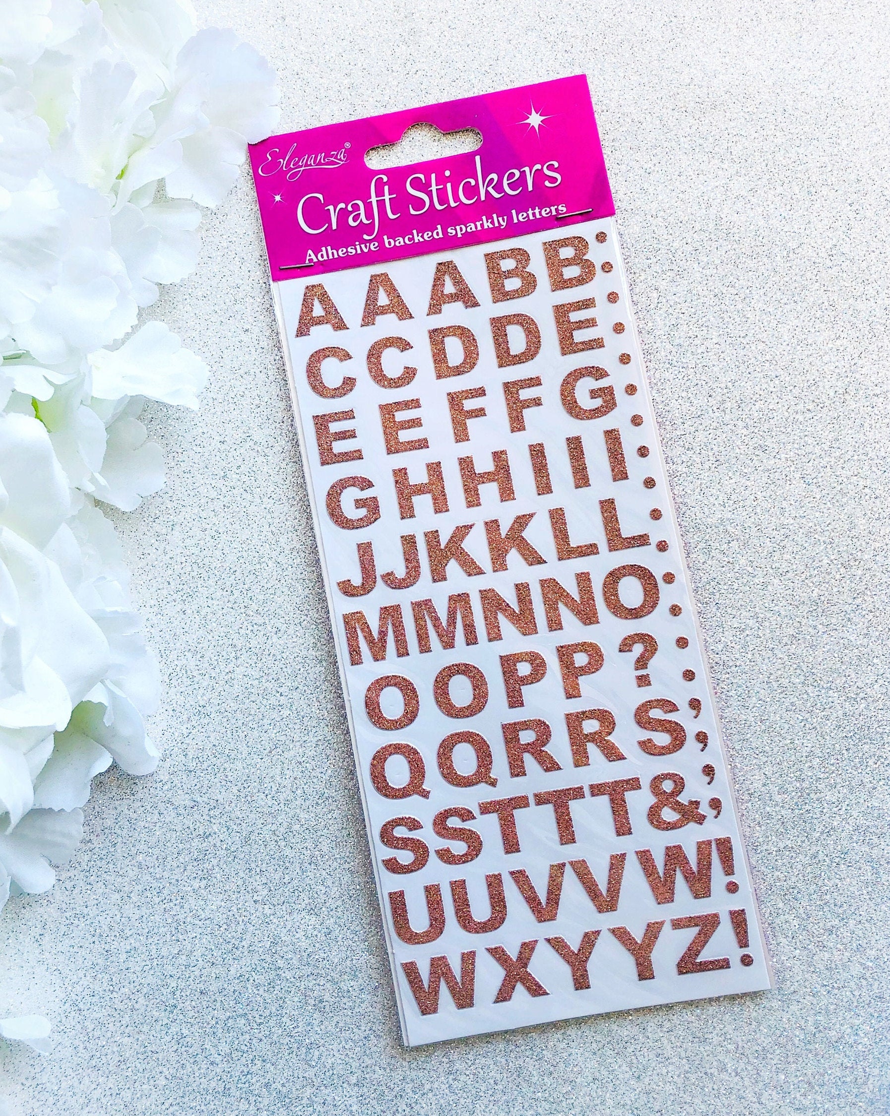 Rose Gold Glitter Alphabet Stickers Bold Letters for Card - Etsy