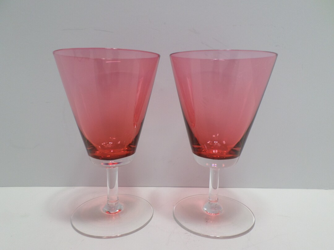 Pair of Red Crystal Goblets With Clear Crystal Stems and Feet - Etsy