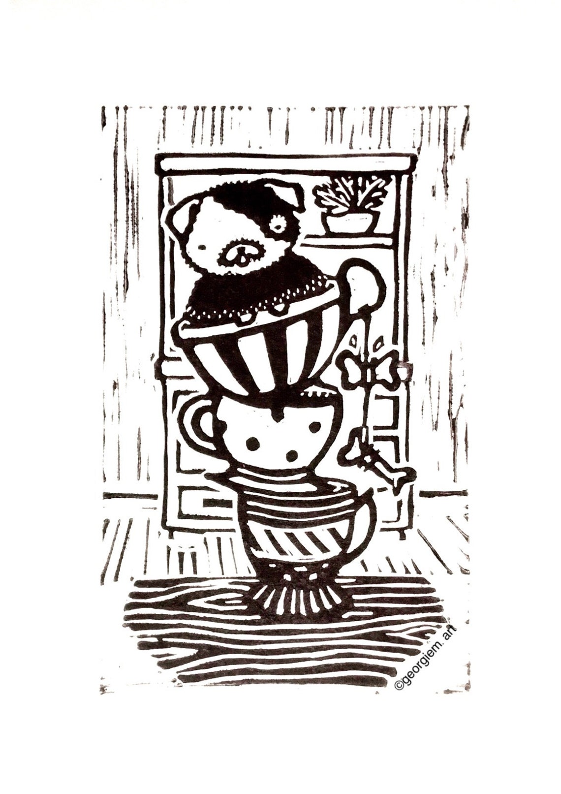 Teacup Pup Wall Art, Cute, Nursery Decor, Puppy Illustration, Gift ...