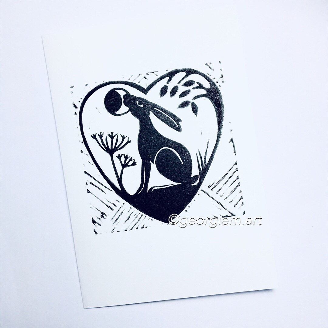 Arty Heart Cards - Lunar Hare - Etsy