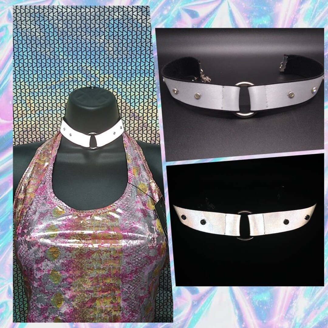 Reflective Choker Rave Choker O-ring Choker Silver - Etsy
