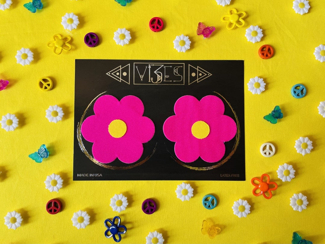 Neon Flower Power Pasties UV Reactive Nipple Covers Rave Festival ...
