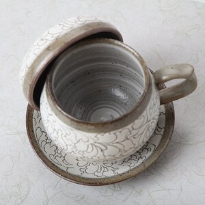 Handmade Korean Buncheong Tea Set for 2 With Peony Flower Patterns ...