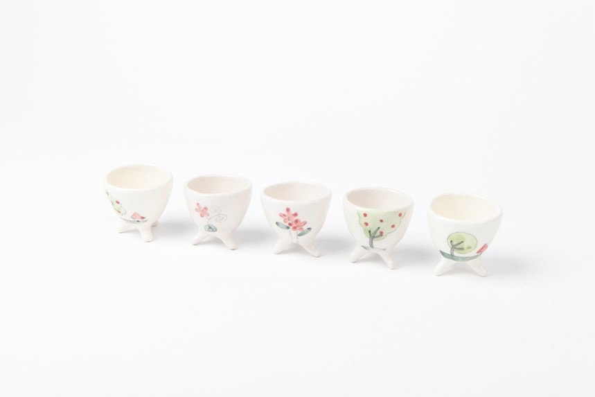 Handmade Korean White Porcelain Tea Cup / Sake cup Set of 5