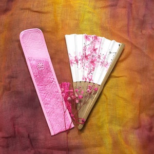 Traditional Korean Hand-painted Hanji Bamboo Hand Fan With Cherry ...