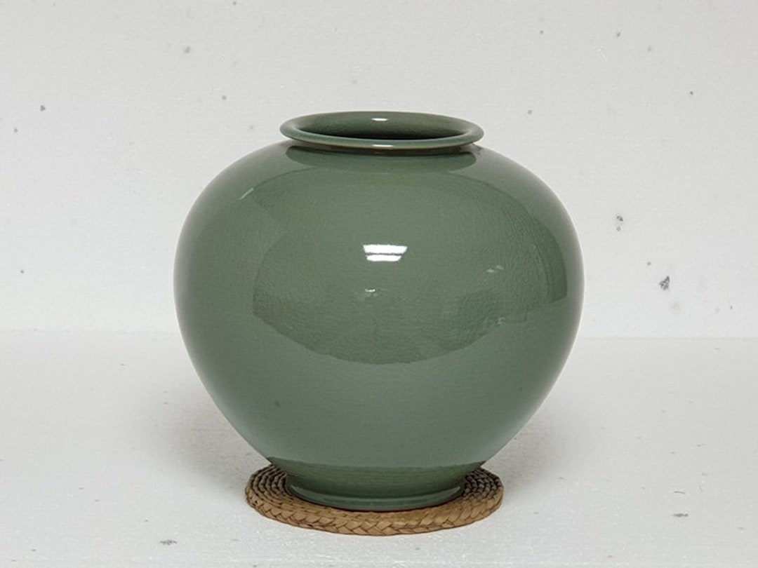 Handmade Korean Celadon Moon Jar: Traditional Home Decor - Etsy