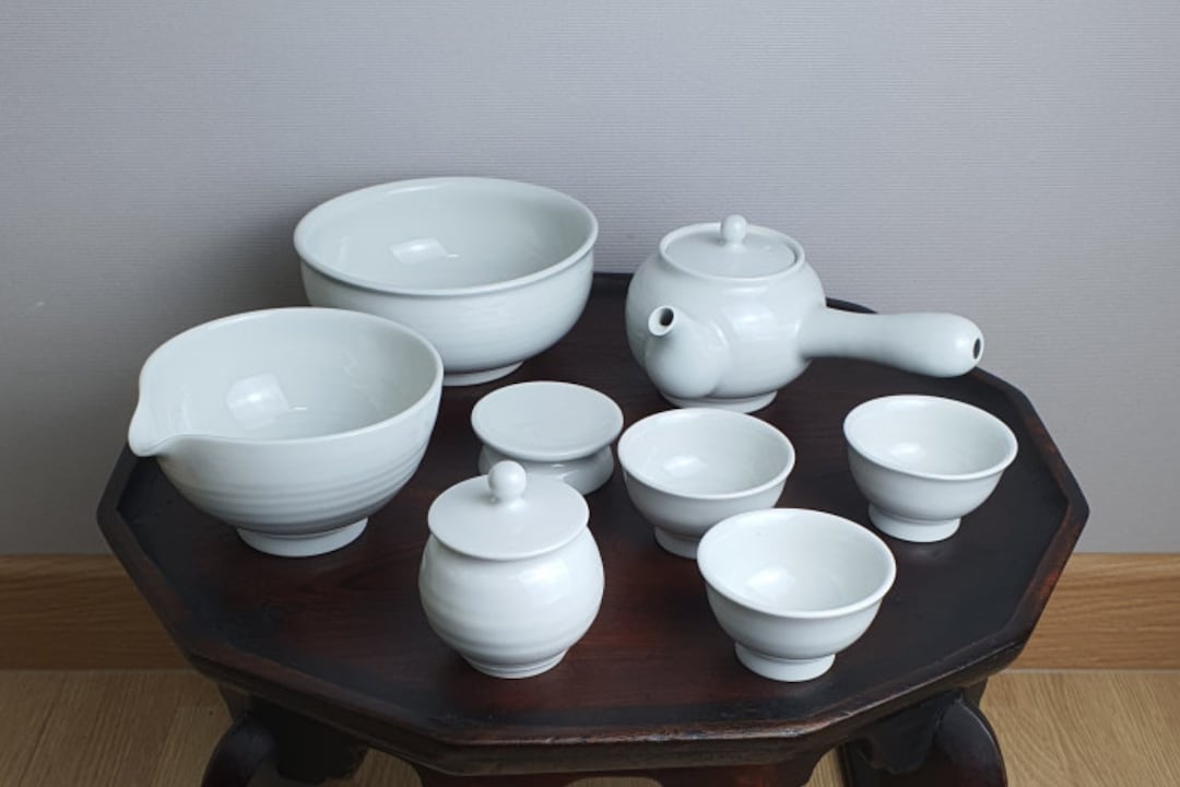 Handmade Korean Baekja White Porcelain Tea Set for 3 With Gift Box ...
