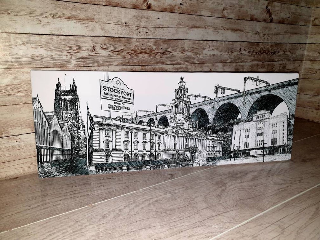 Stockport Skyline Canvas Sketch Home of the Blossoms Canvas - Etsy