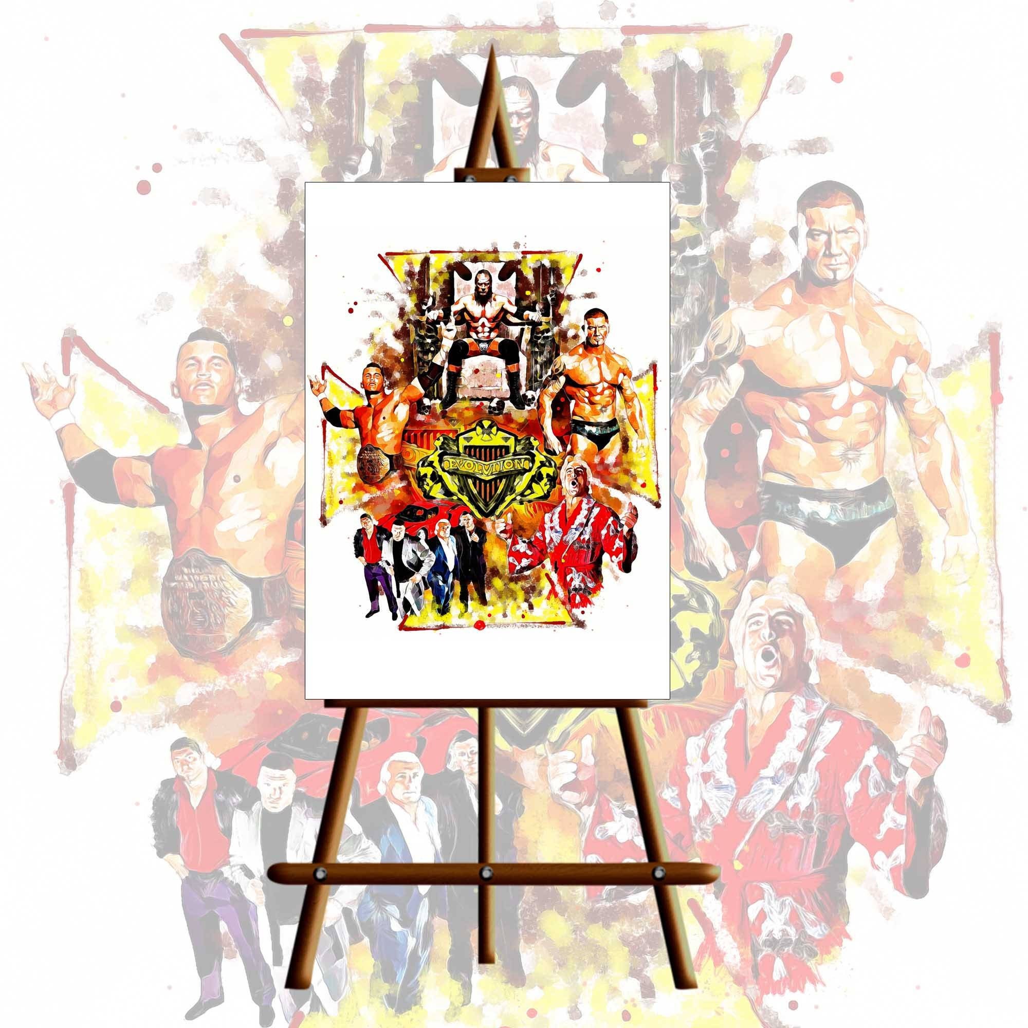WWE WWF Retro Evolution Canvas Design Triple H Ric Flair Randy - Etsy UK