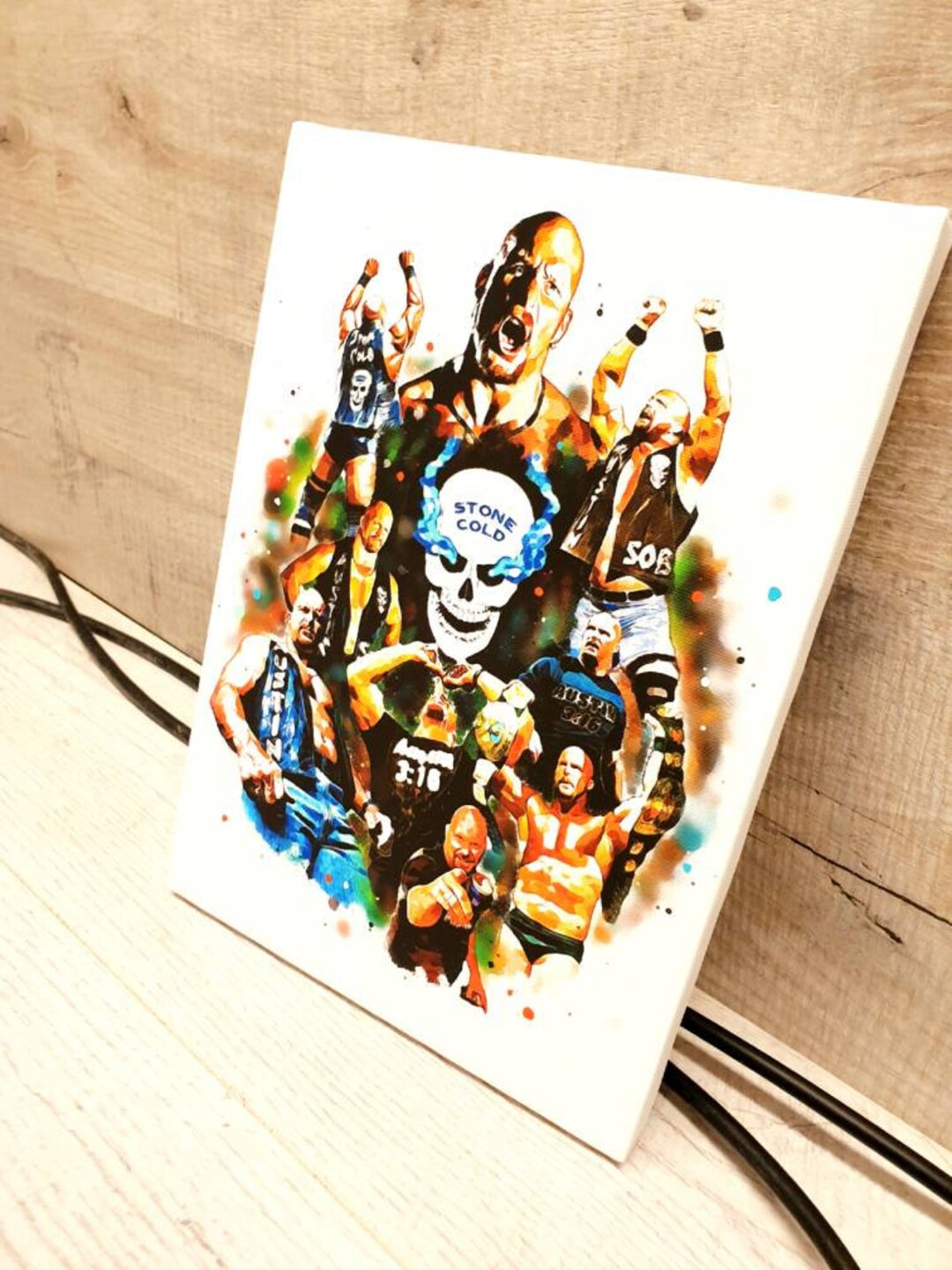 WWE WWF Retro Stone Cold Steve Austin Canvas Design - Etsy UK