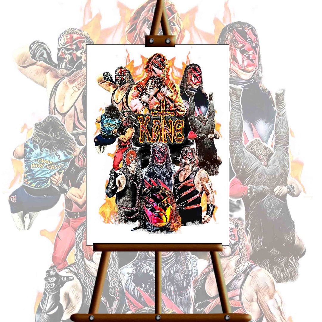 WWE / WWF Kane Retro Canvas Design Attitude Era Aew Retro Wrestling ...