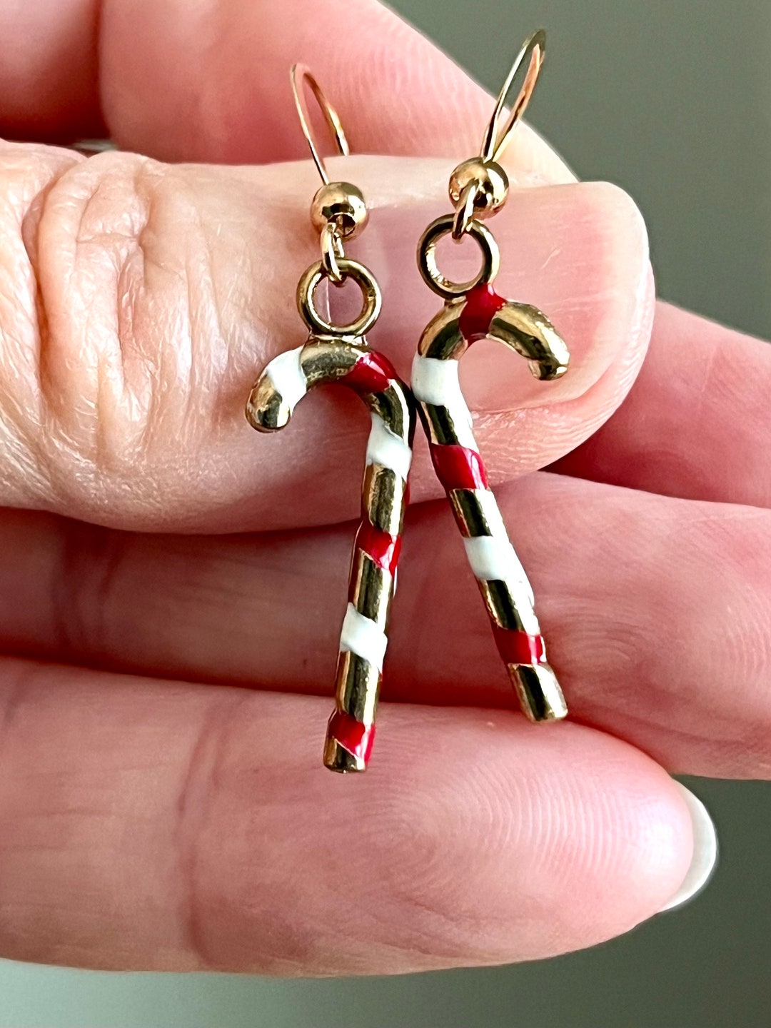 Candy Cane Earrings Christmas Earrings Holiday Earrings Etsy