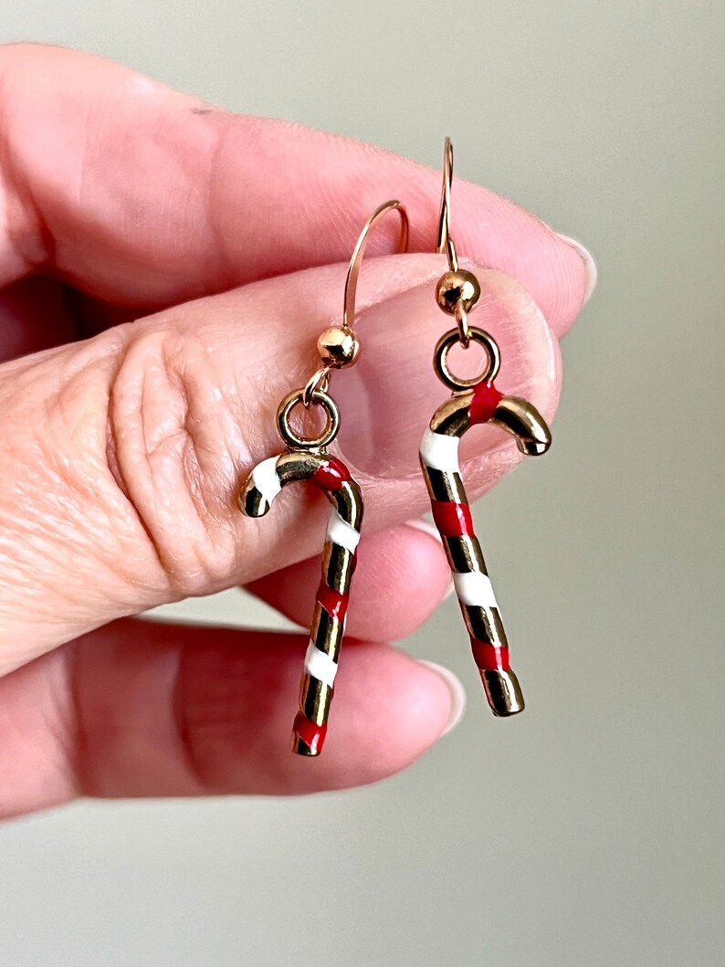 Candy Cane Earrings Christmas Earrings Holiday Earrings Etsy