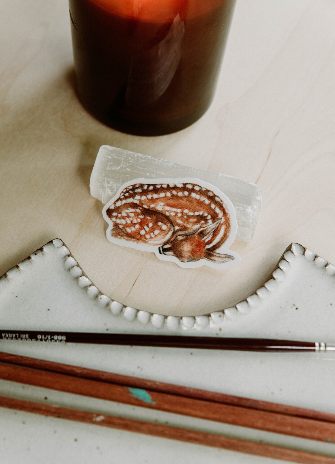 Watercolour Sleeping Deer vinyl Gloss Sticker Magical Woodland - Etsy